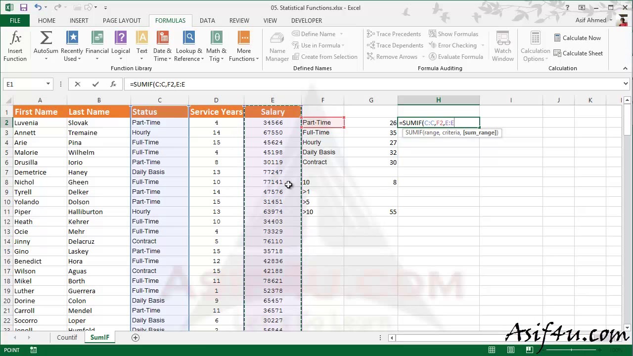 Excel 2013 Functions Training Bangla 53 SumIF Function in Excel HD, 720p - YouTube