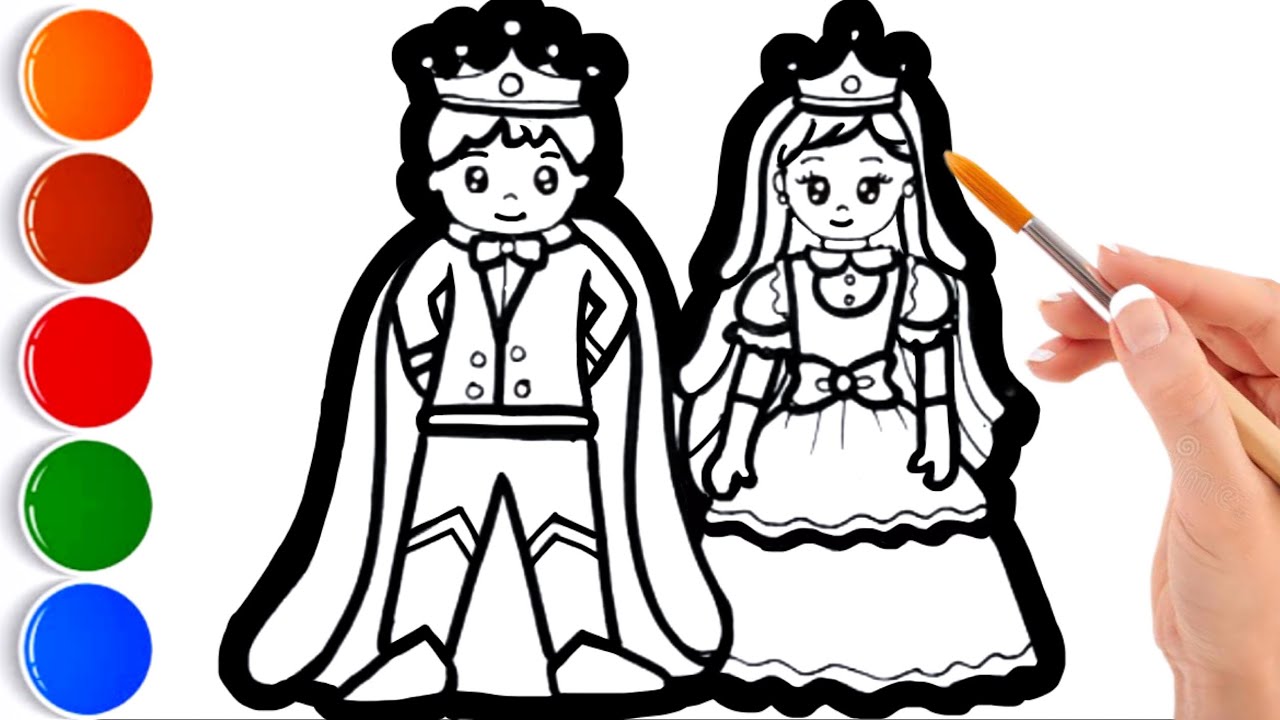 How To Draw Prince And Princess Drawing, Colouring & Painting For Kids ...