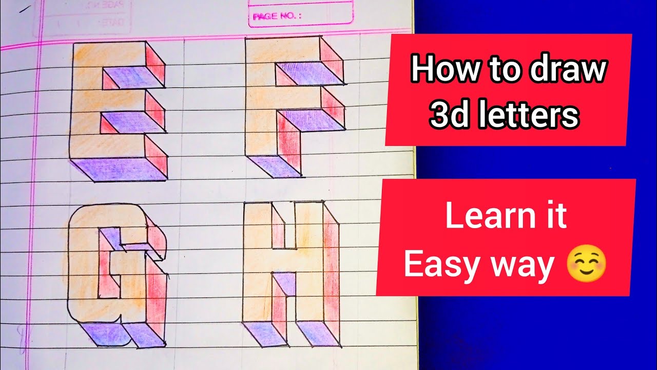 3d lettering EFGH || 3d letters || 3d alphabets #drawing #calligraphy # ...