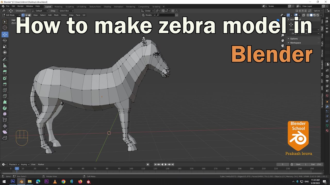 How to make zebra model in blender /animal/ - YouTube