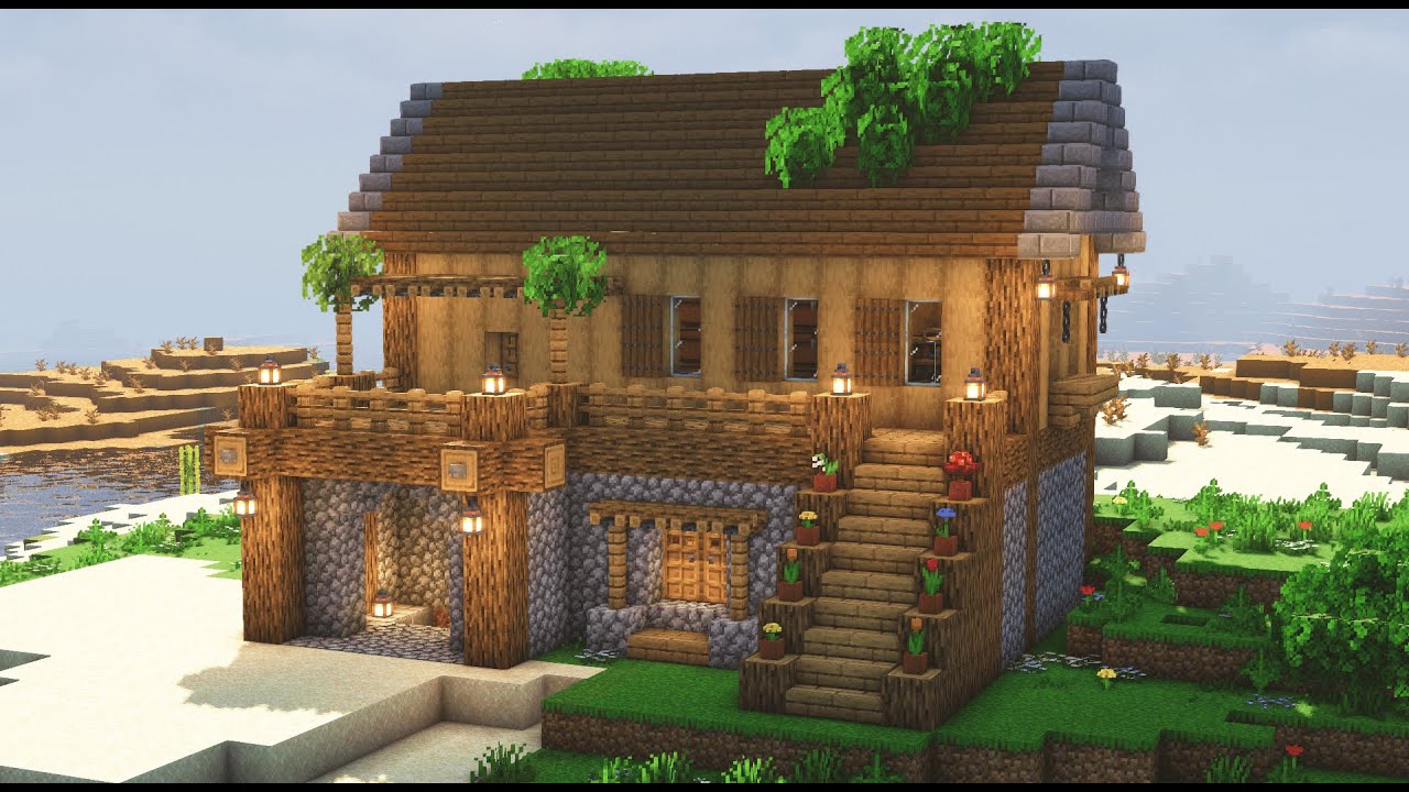 Minecraft | How To Build a Beautiful Wooden Survival House - YouTube