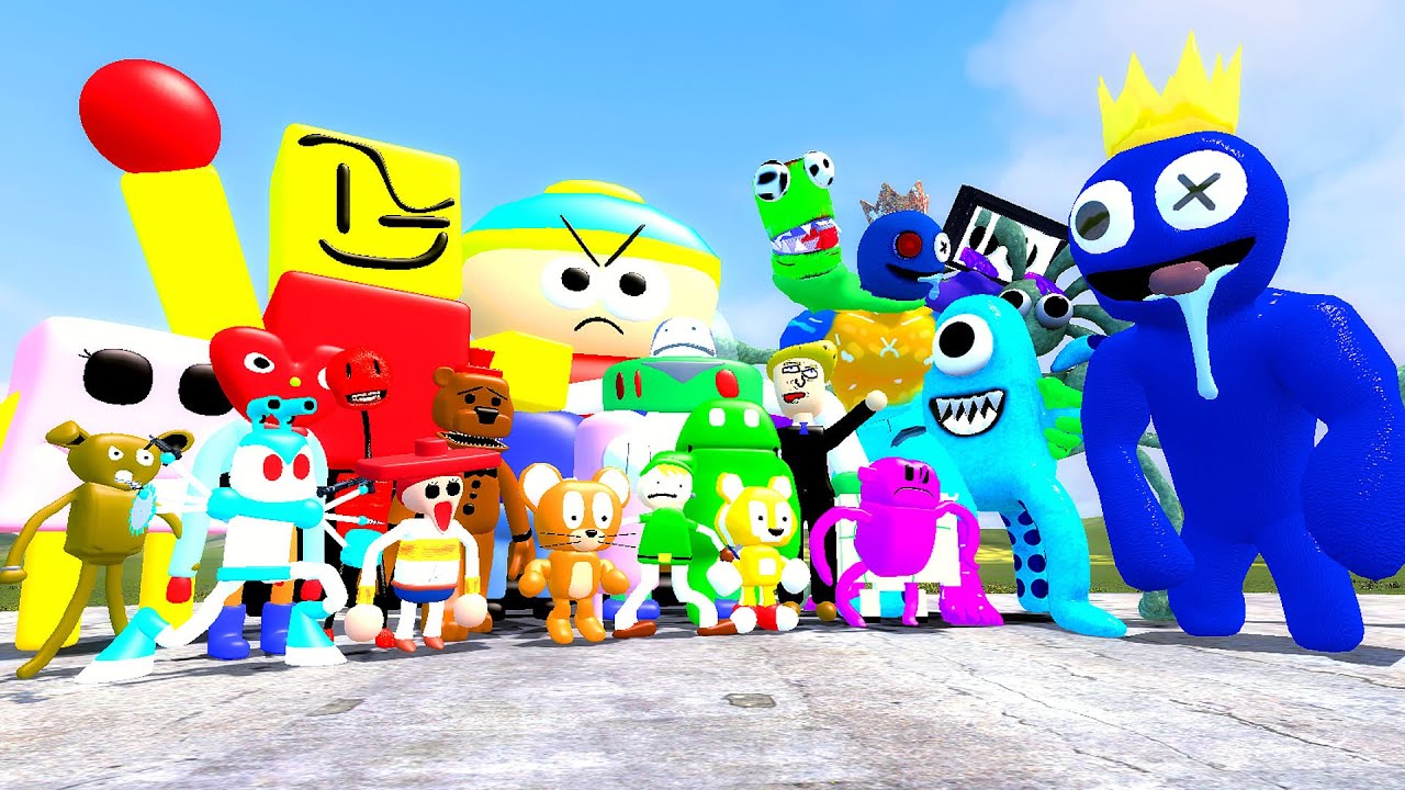 rainbow friend [ indigo, cyan, blue, 500k] vs 3d sanic clones meme in ...