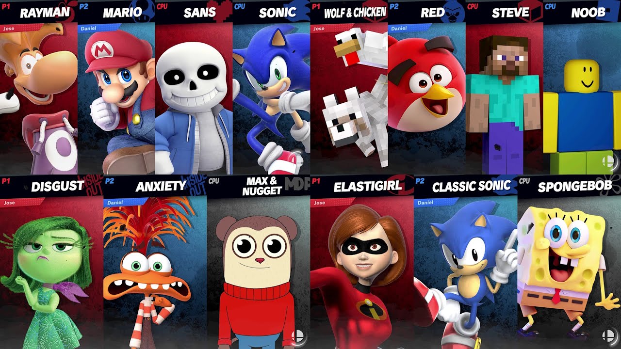 Sonic and Mario vs Sans and Rayman | Disgust vs Anxiety | Steve vs Noob ...