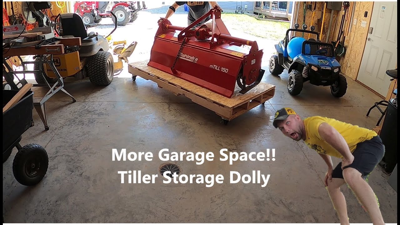 Cheap way to increase your garage floor space- Homemade Tiller Storage ...
