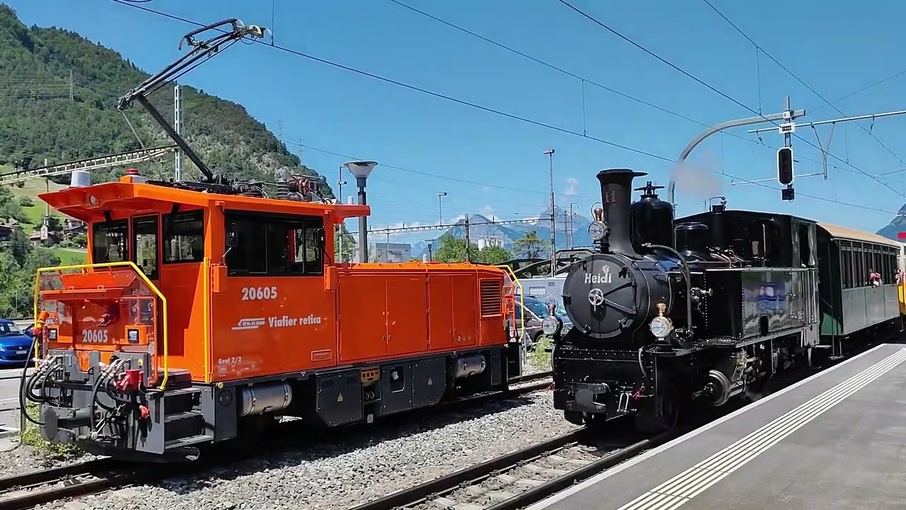 Durchfahrt Dampflok Heidi in Landquart 11 06 2022 - YouTube