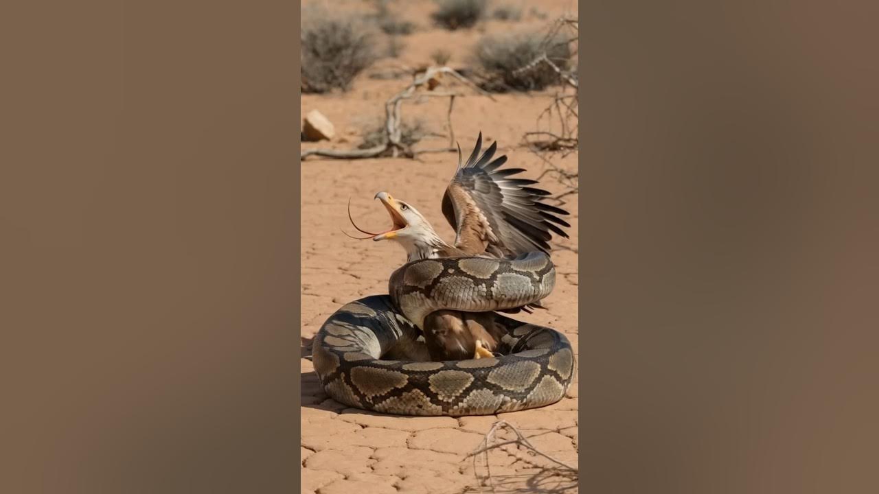 A giant python tries to wrap itself around an eagle's neck in the ...
