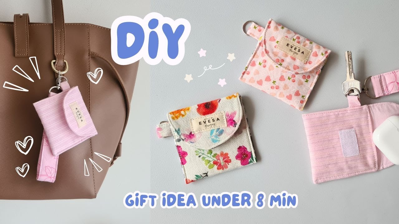 Mini Pouch Sewing Tutorial ️ Easy Keychain Gift Idea DIY | Step by Step ...