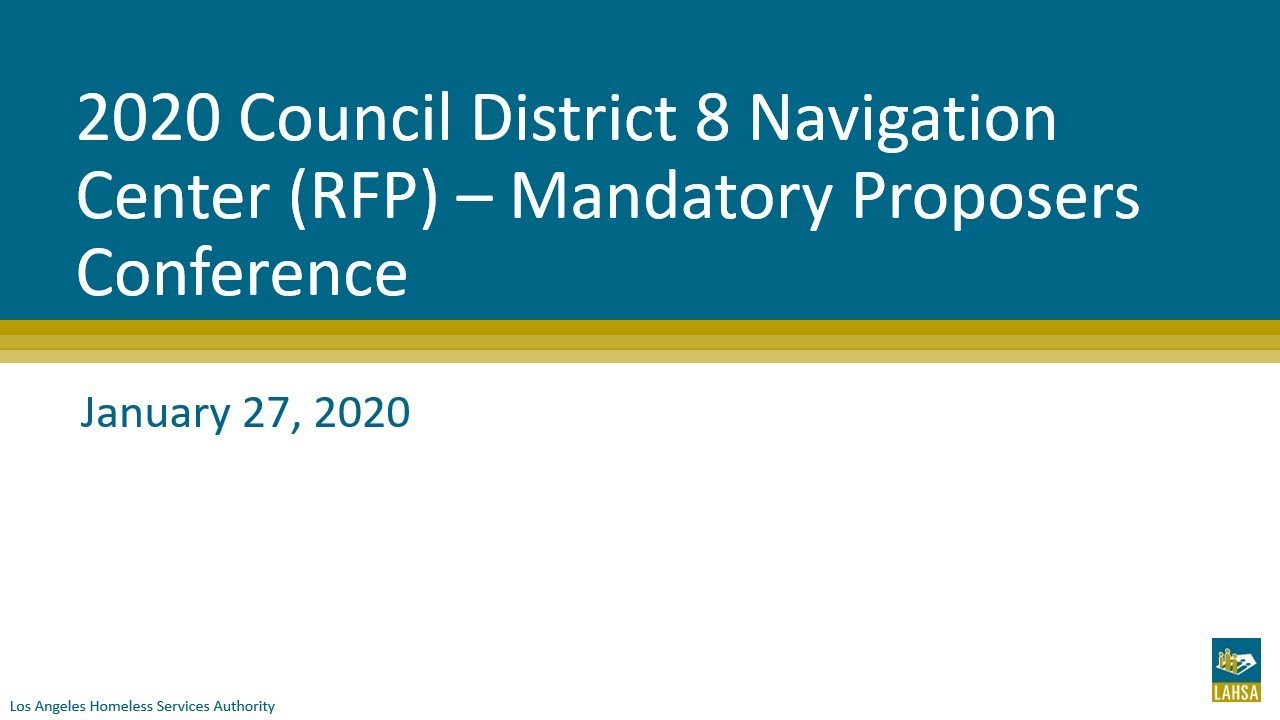 2020 Council District 8 Navigation Center RFP: Mandatory Proposers ...
