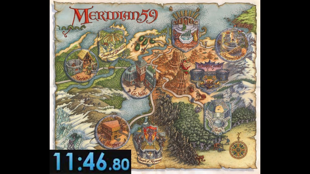 Meridian 59 Basic Mana Nodes Speedrun Attempt #1 WORLD RECORD 11:46 ...