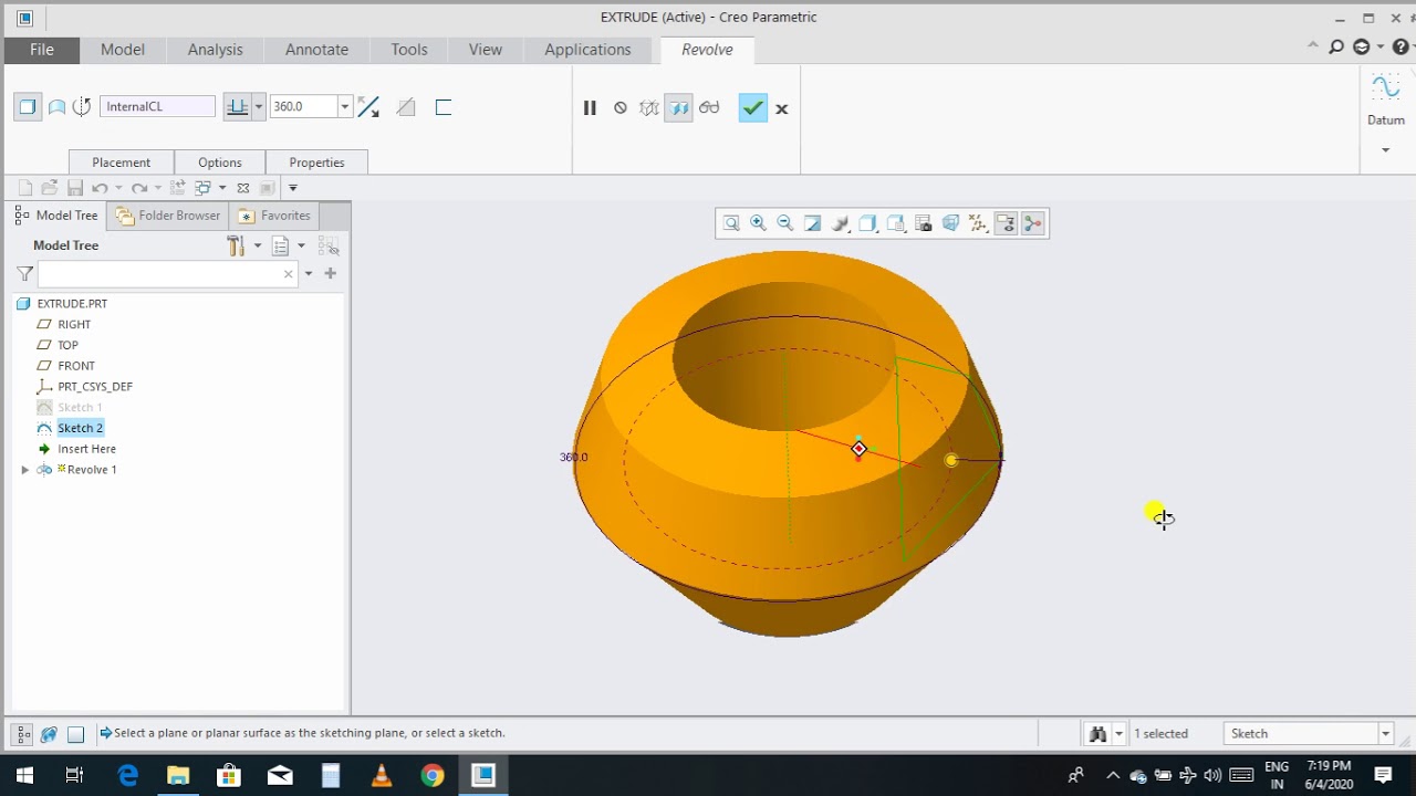# CREO REVOLVE COMMAND | CREO PARAMETRIC 5.0 | TUTORIAL - 4 , BY ...