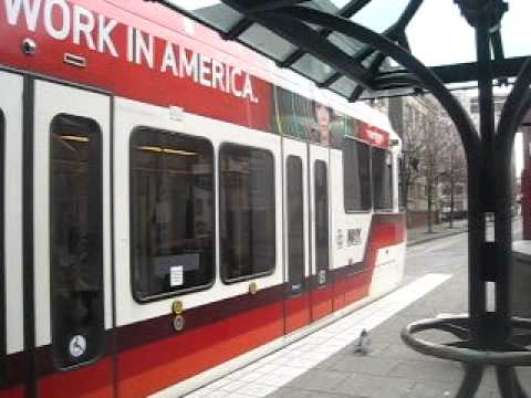 Portland MAX Red Line train departing PGE Park to Portland ...