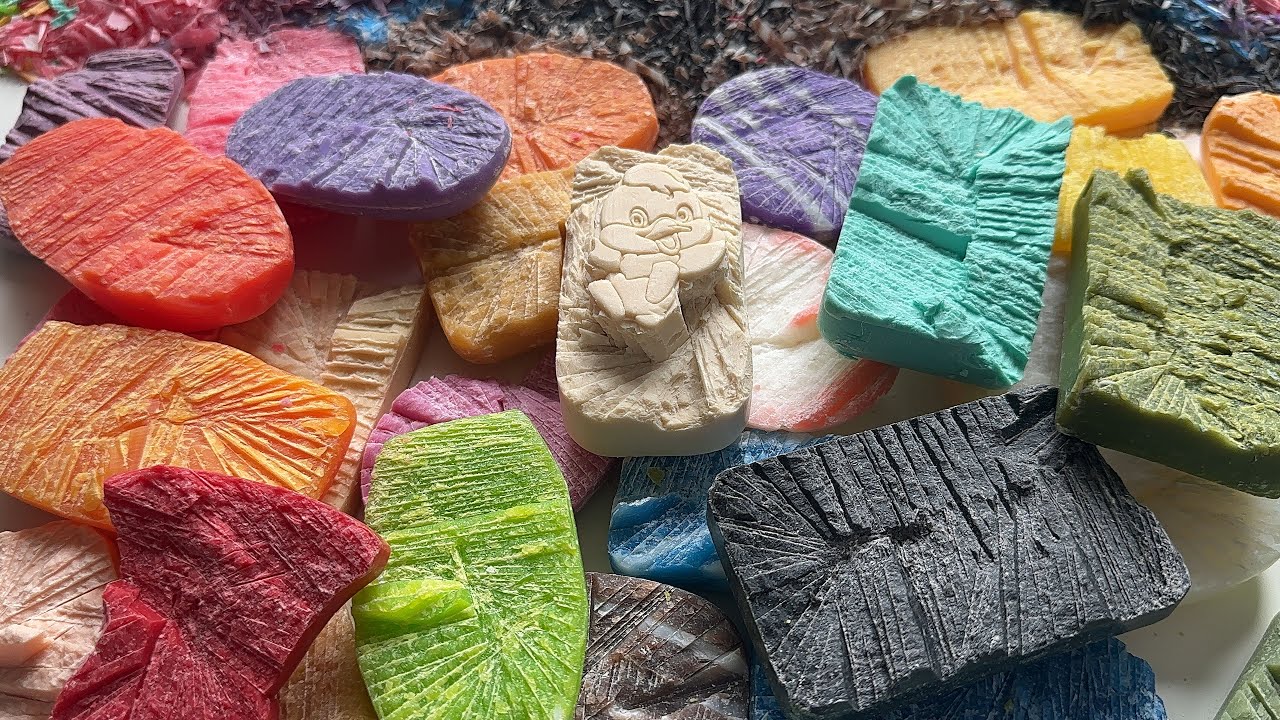 Cutting up soap scraps - YouTube