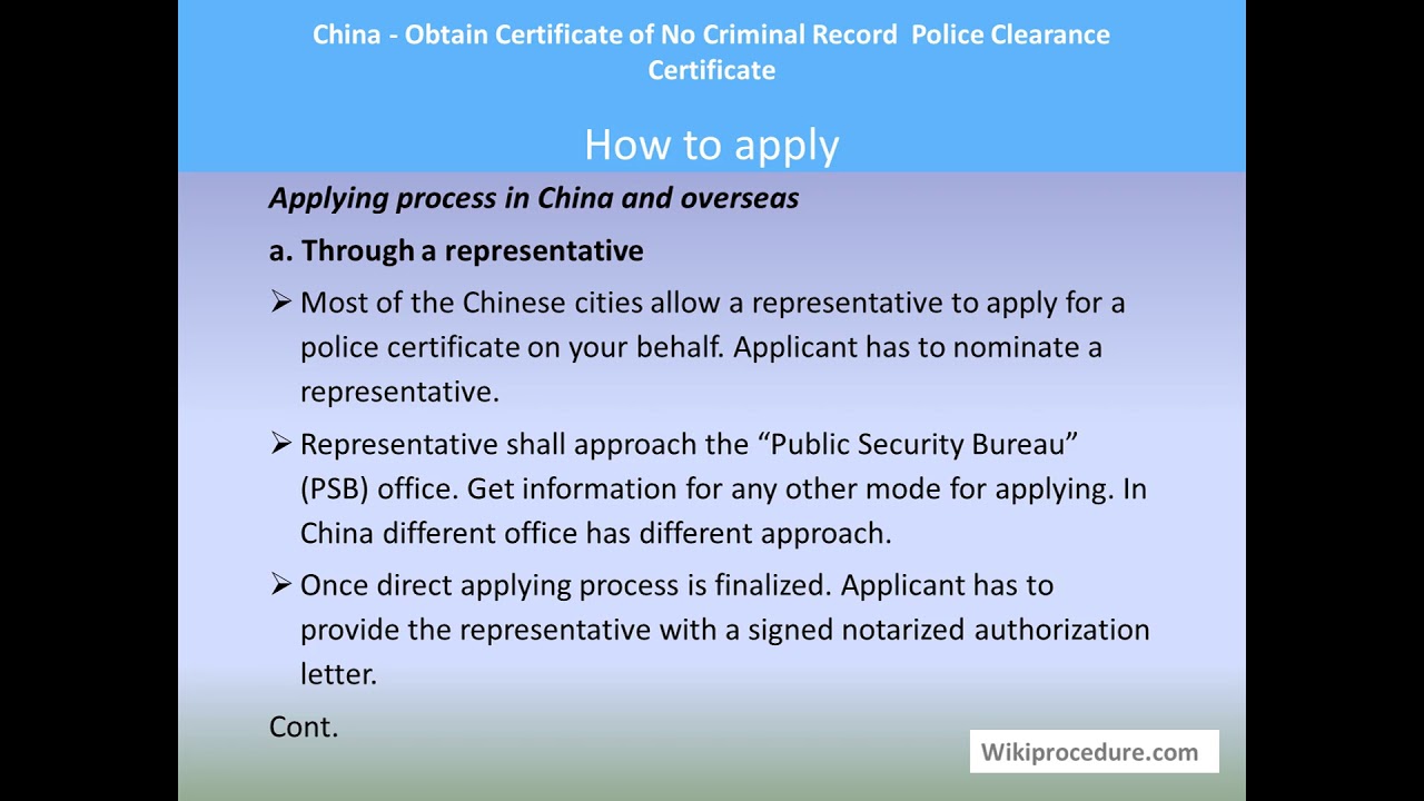 China - Online Certificate of No Criminal Record / Police Clearance ...