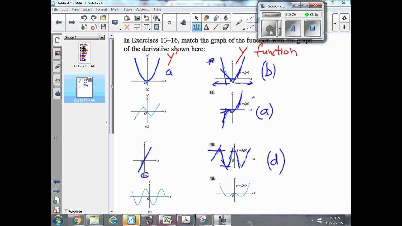 Match the graph of a function with the graph of a derivative - YouTube