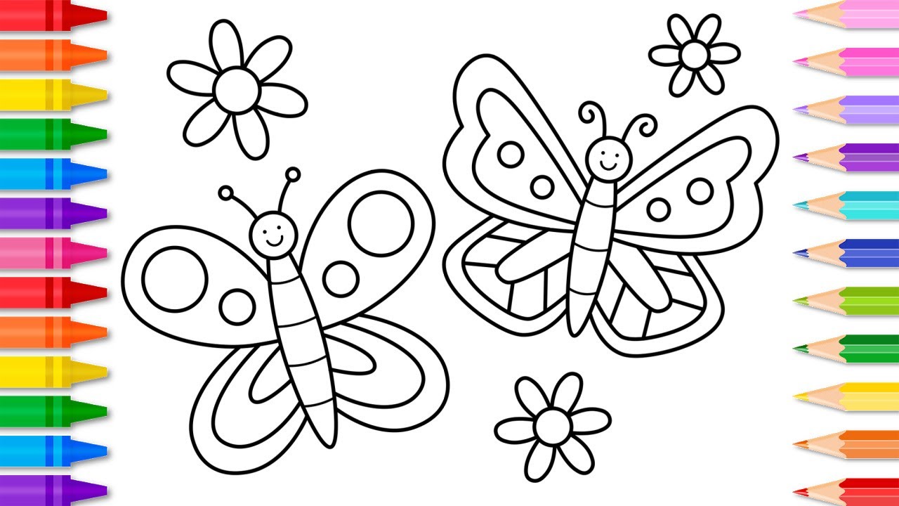How to Draw Butterflies for Kids Easy Step by Step 🦋Butterfly Drawing ...