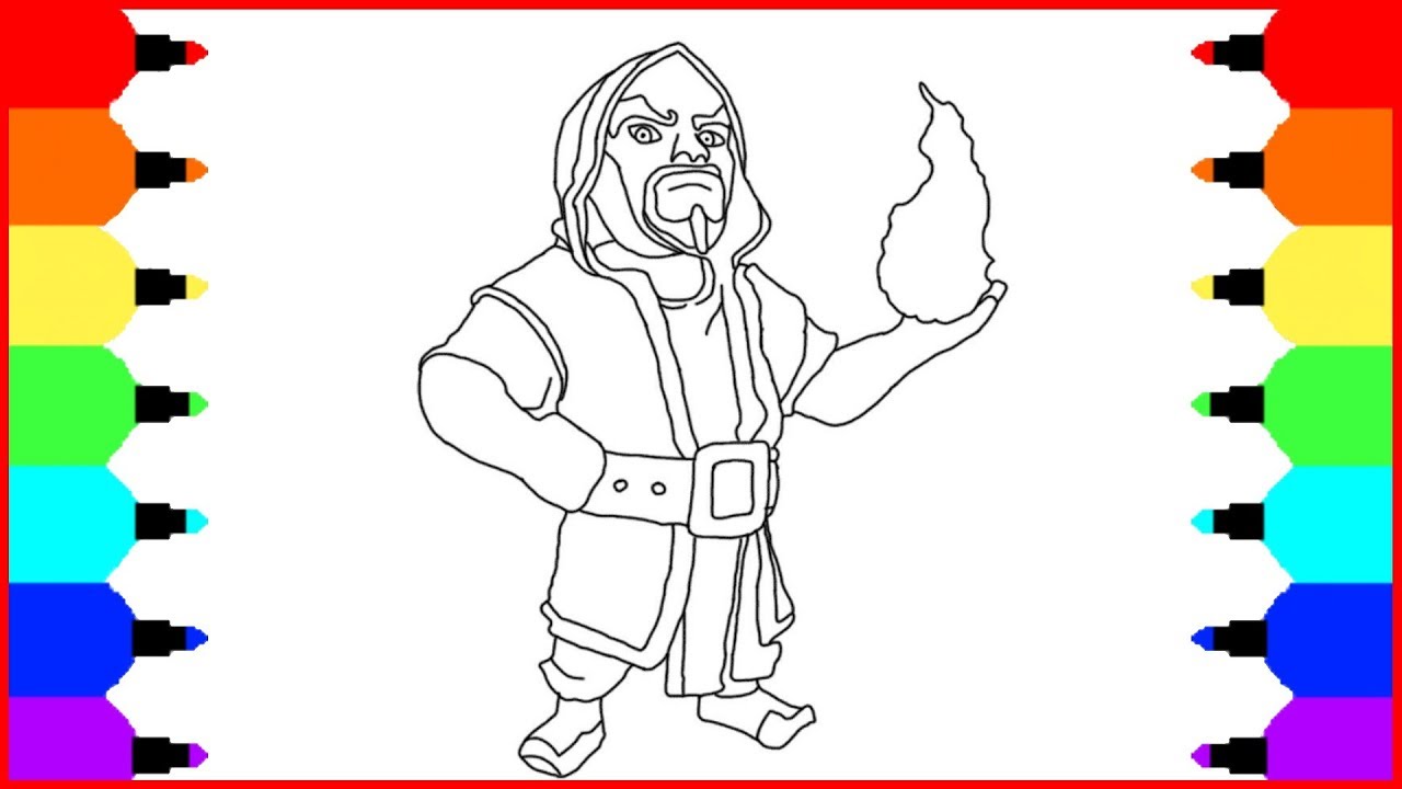 How to Draw Wizard from Clash Royale | Coloring Pages | Drawing Game ...