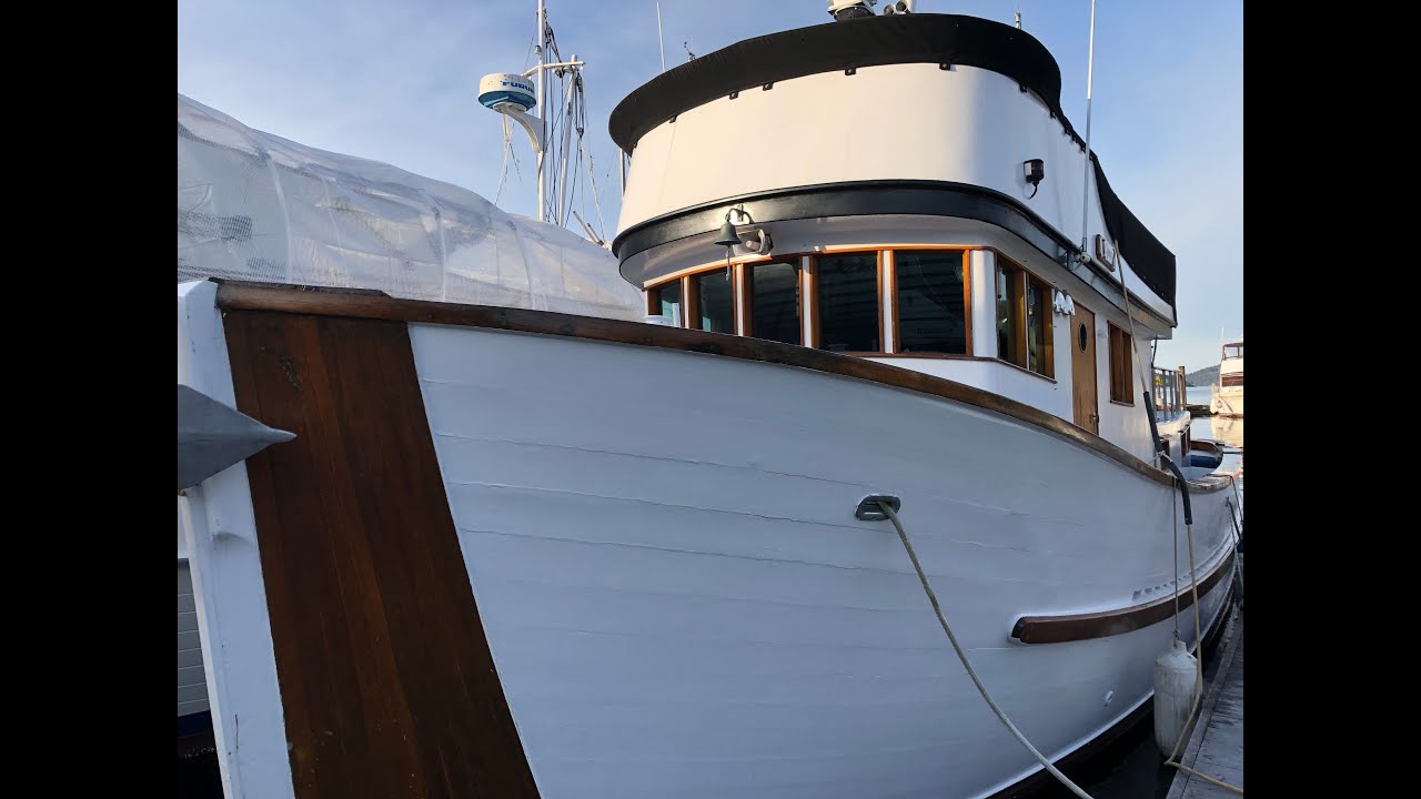 SOLD ----West Coast 44' Wooden Trawler Conversion - YouTube