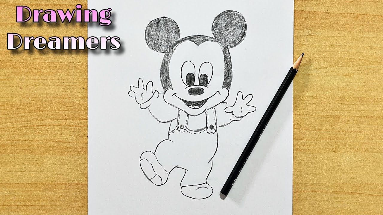 Micky Mouse Pencil Drawing Easy Step by Step || Cartoon Drawing Easy ...