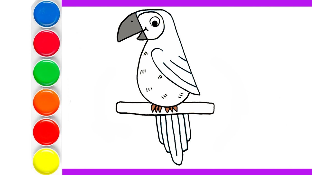 How to Draw parrot easy For Kids | bird drawing and coloring 🦜 - YouTube