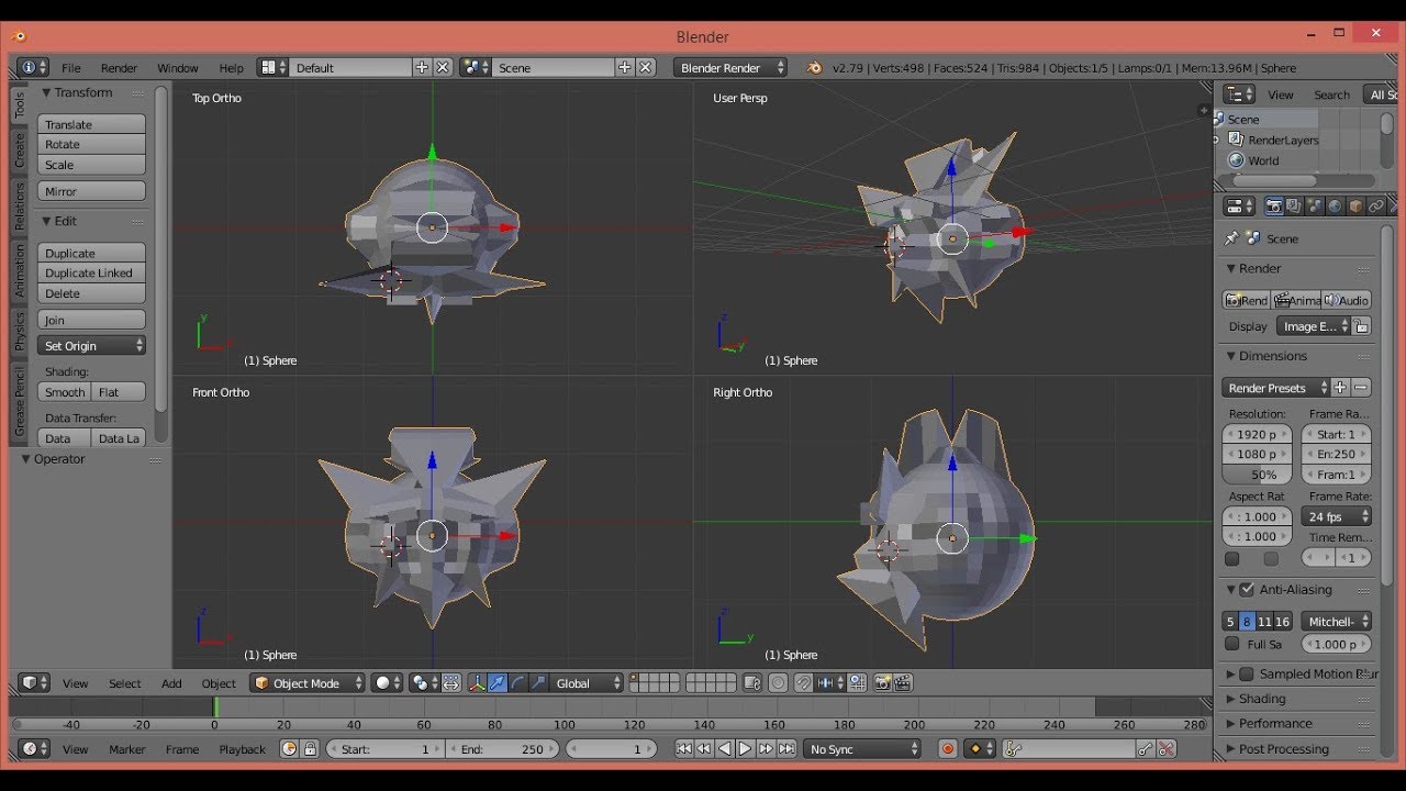 Blender 2.79b : Edit Mode-การเลือก Vertex (จุด), Edge (เส้น) และ Face ...