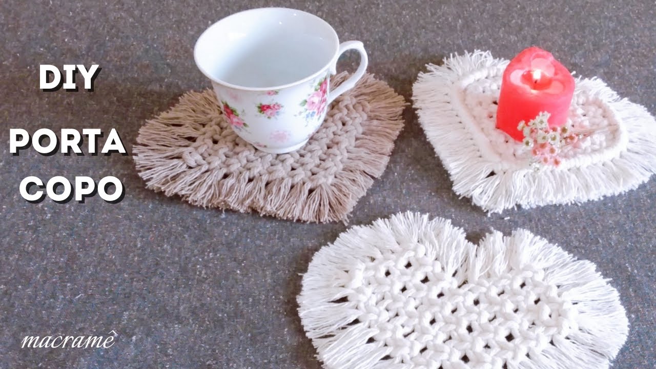 DIY PASSO A PASSO PORTA COPO CORAÇÃO EM MACRAME/DIY STEP BY STEP ...