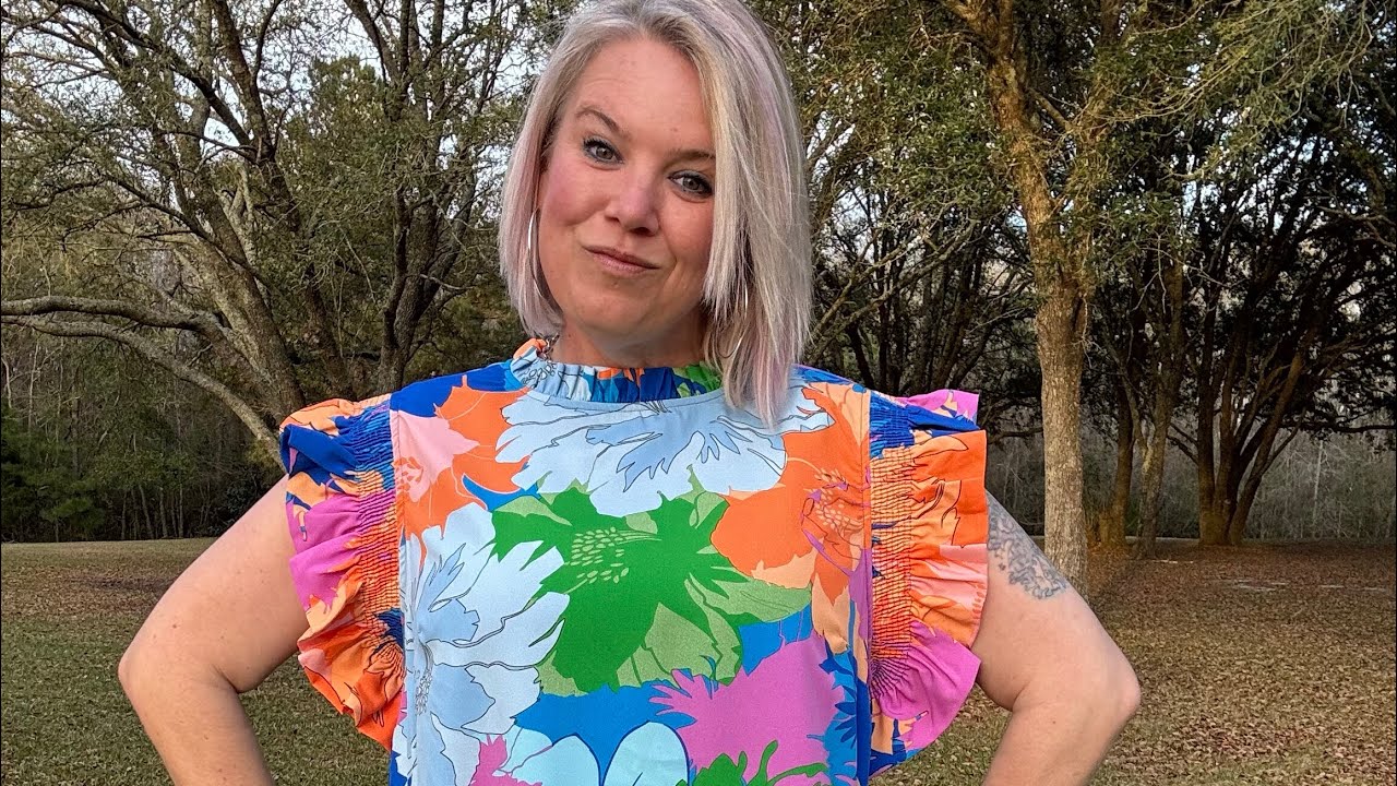 Jodifl Royal Mix Ruffled Floral Cap Sleeve Dress In Size 1X From Ruby Idol #style e - YouTube