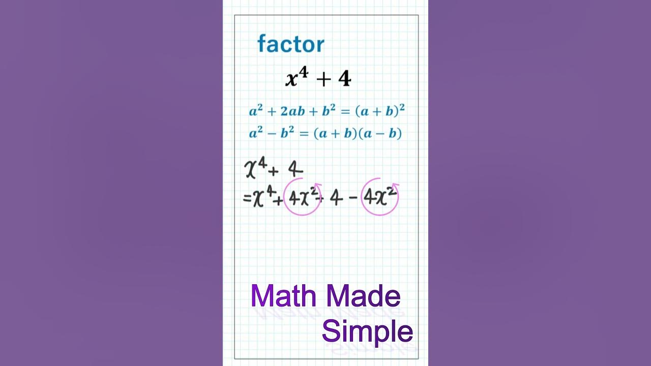 How to factor x^4+4 Hisa math teacher HIsa factorize - YouTube