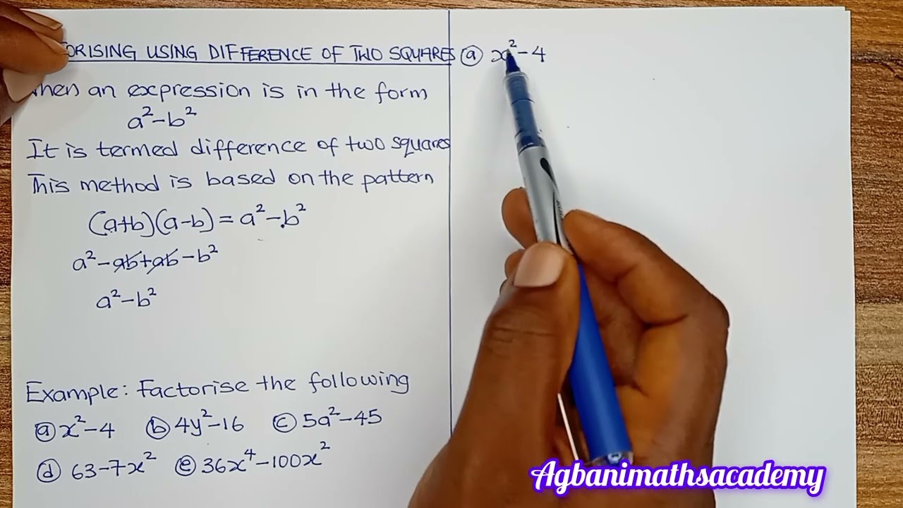 How To Factorise Algebraic Expressions Using Difference Of Two Squares How To Factorise Algebraic Expressions Using Difference Of Two Squares