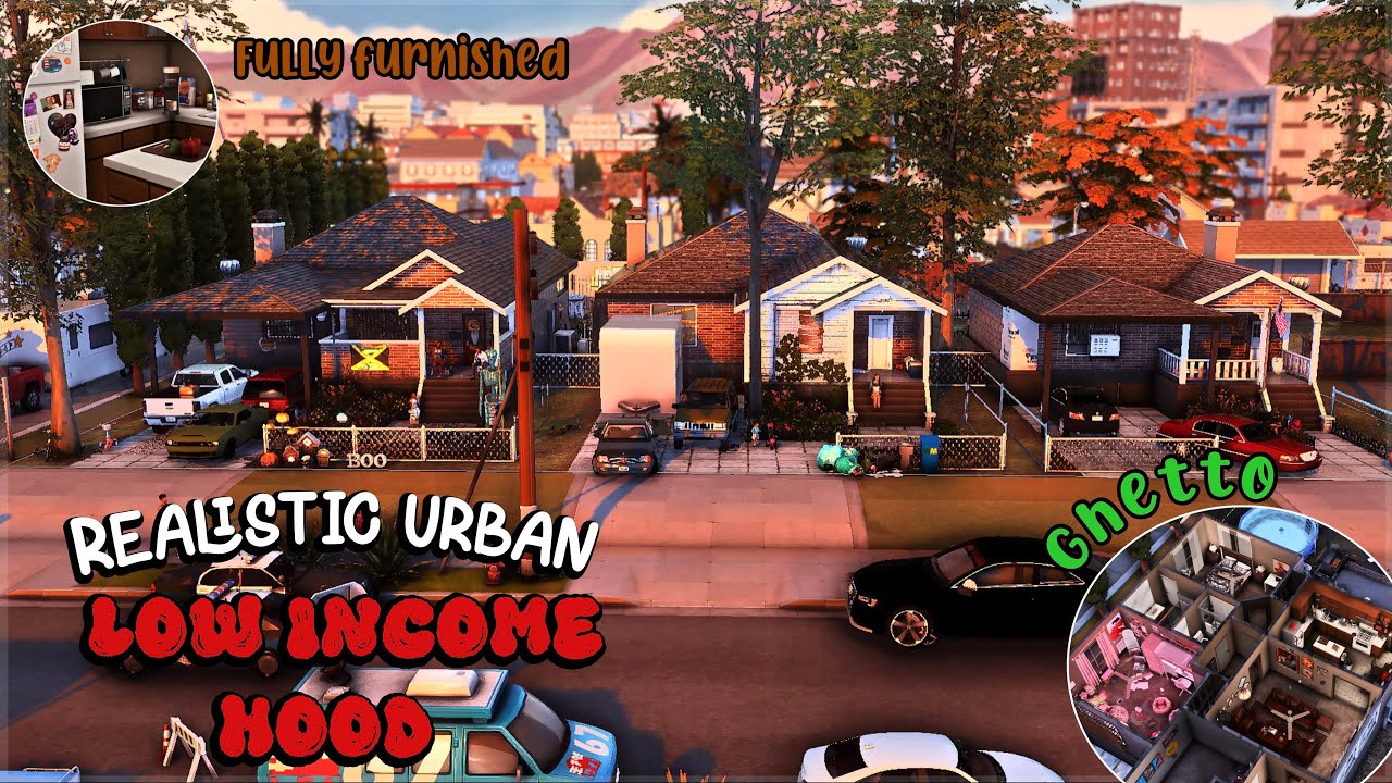 💥REALISTIC URBAN LOW-INCOME HOOD 💥│ The Sims 4│THE EXIST SAVE FILE ...