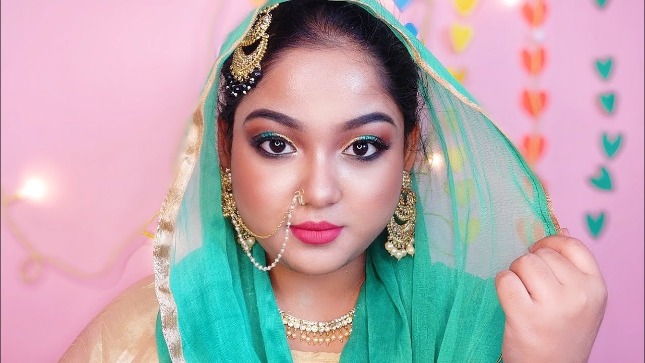 Muslim Bridal Makeup | Muslim Festival Makeup | EID make up | Green and ...