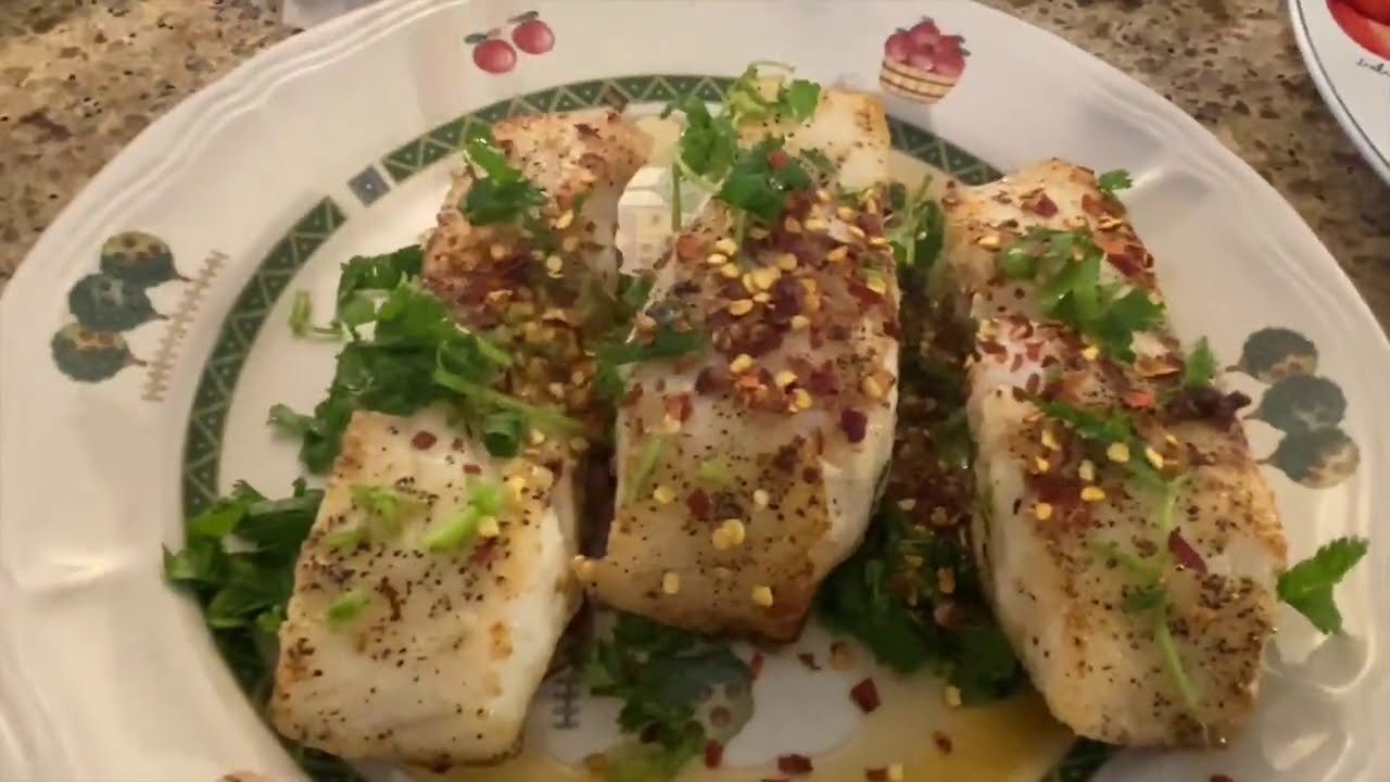Lingcod fillet with rosemary and butter - YouTube
