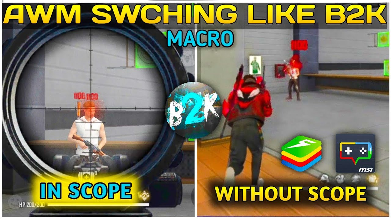 AWM MACRO🖥️ || IN SCOPE || WITHOUT SCOPE || LIKE B2K || BOOSTER FF ...