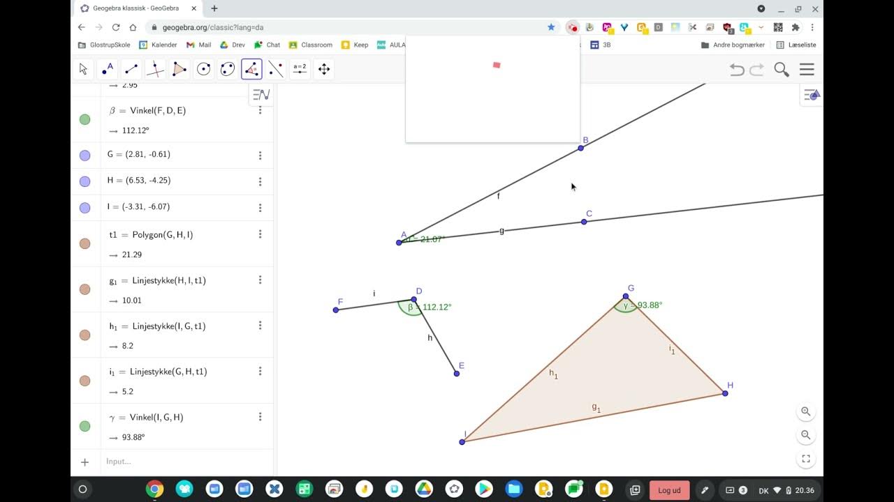 Måle vinkler i Geogebra - YouTube