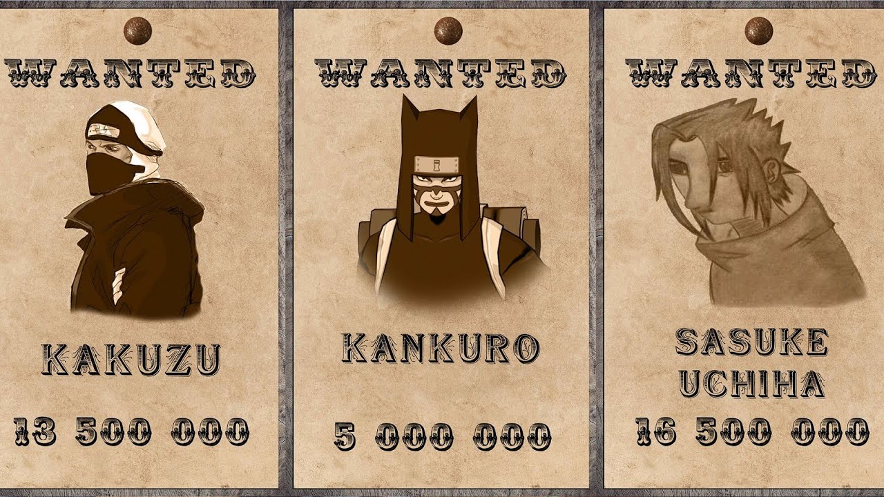 [ WANTED ] Naruto Characters and bounty - YouTube