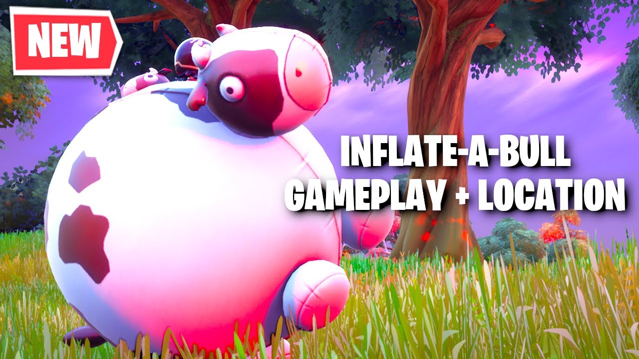 *NEW* FORTNITE INFLATE-A-BULL GAMEPLAY & LOCATION (COW ITEM) - YouTube