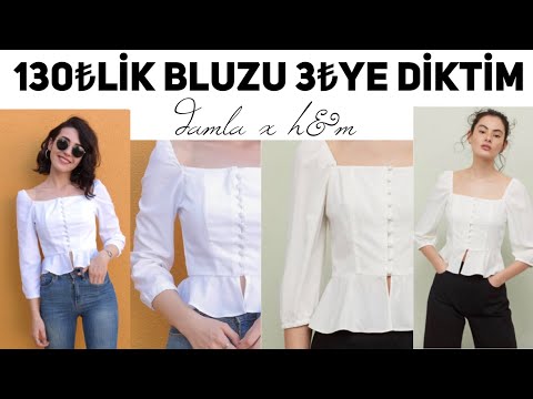 130₺LİK H&M KARE YAKA BLUZU 3₺YE DİKTİM | Damla Toral Markalara Meydan Okuyor