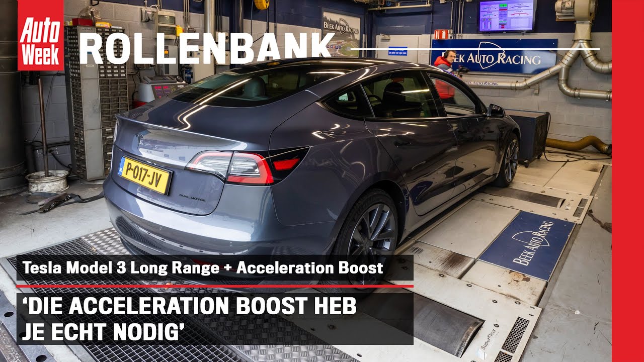 Tesla Model 3 LR + Acceleration Boost (2022) - Op de rollenbank - YouTube