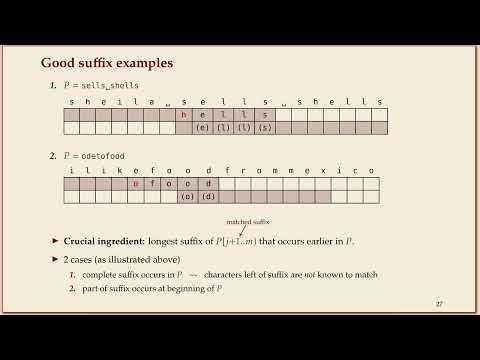 COMP526 (Fall 2023) 4-6 §4.6 The Boyer Moore algorithm - YouTube