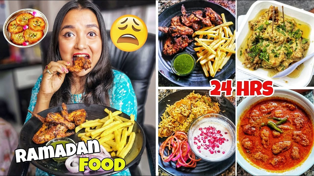 Eating RAMADAN FOOD for 24 Hours Challenge - Cooked & Ate only IFTAR ...