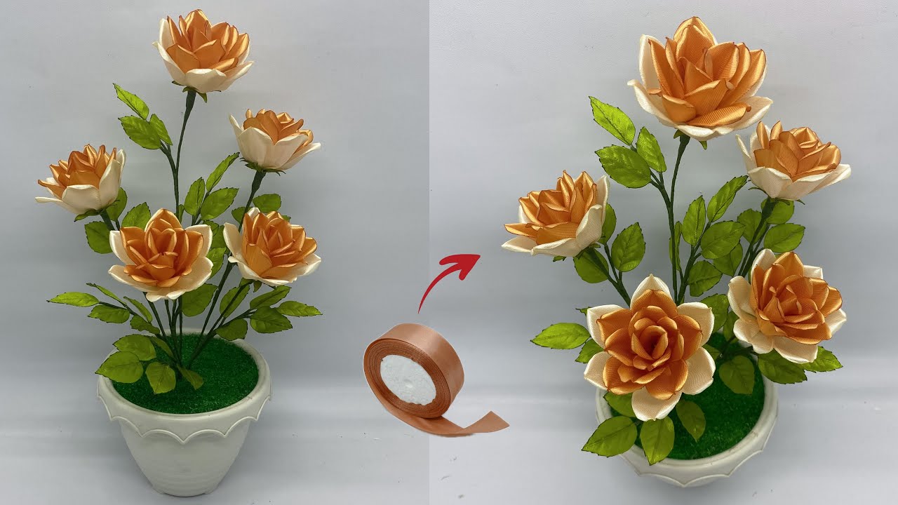 DIY | Cara Bikin Bunga Mawar Mini Dari Pita Satin Yang Mudah | Satin ...
