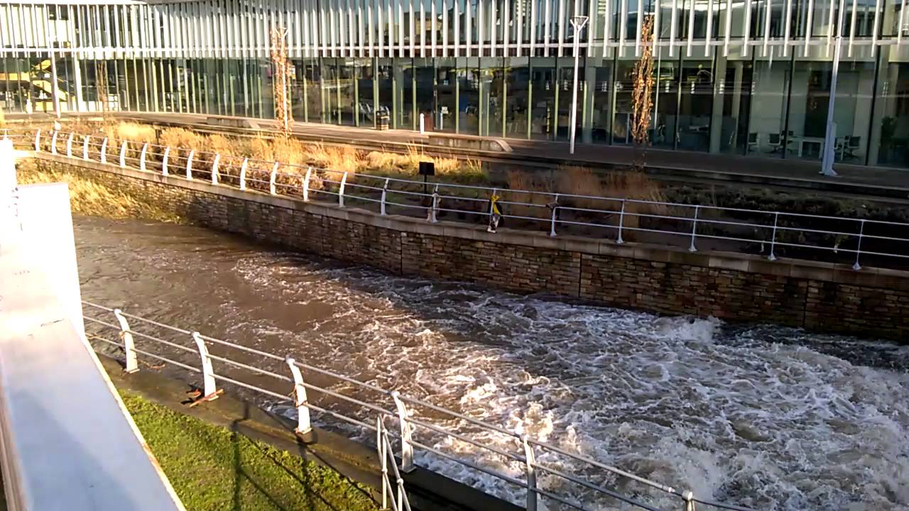 River Roch the day after devastating flood in Rochdale town centre ...