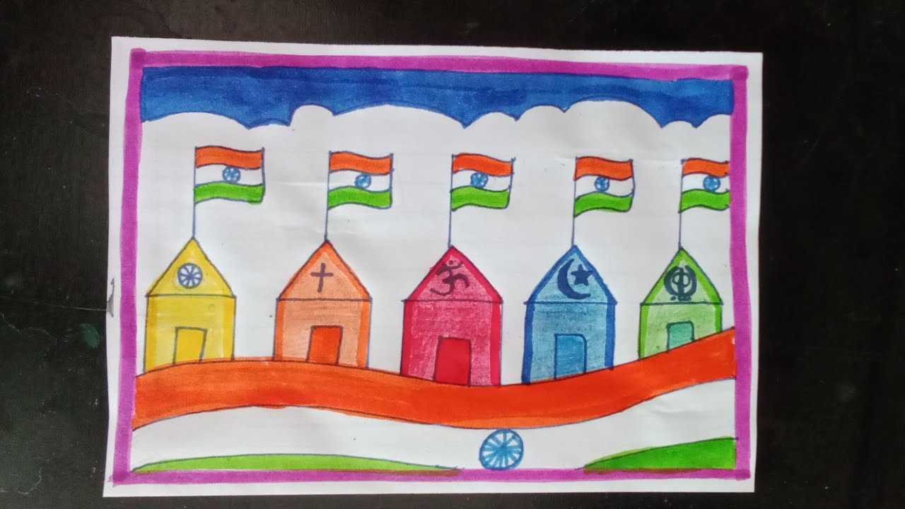 National unity Day Poster Drawing | Rastriya Akta diwas drawing ...