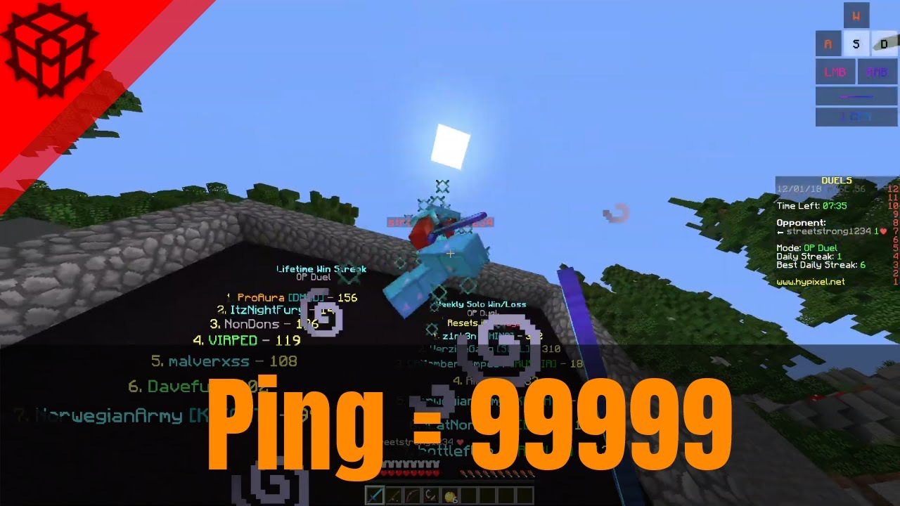 When your ping = 9999999 | Duels | Hypixel - YouTube