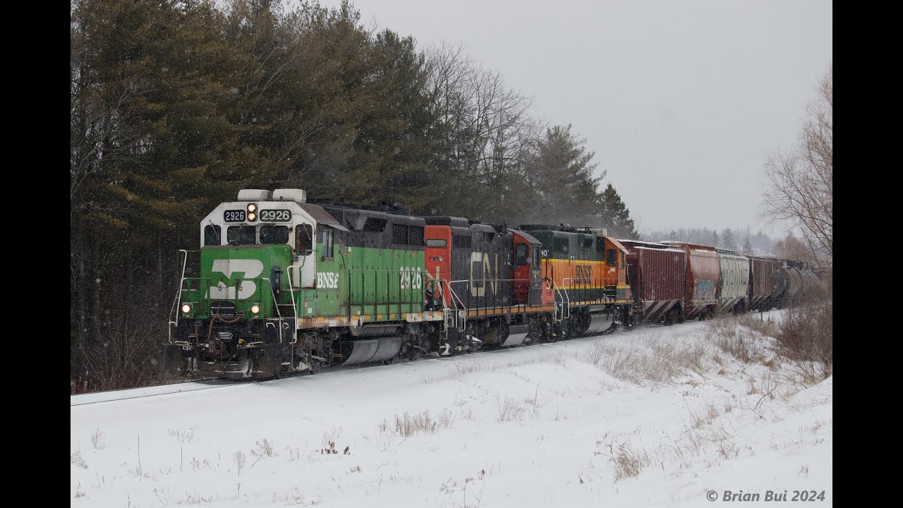 BN GREEN! CN L568 - BNSF 2926 West near Petersburg (January 22 2024 ...