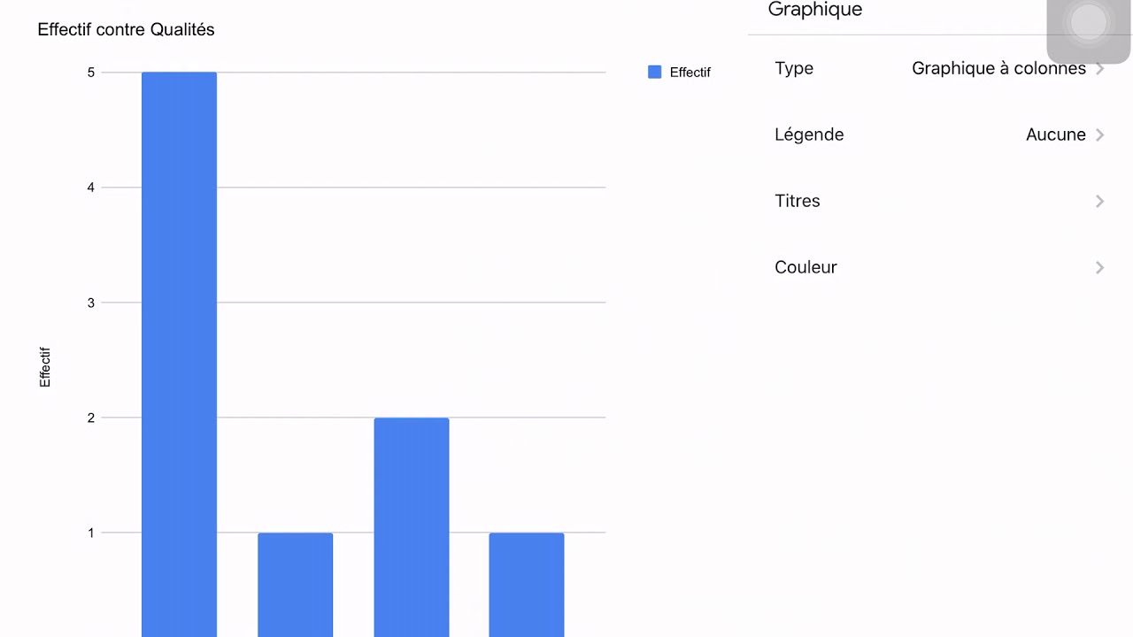 Construire un tableau et un diagramme à bandes sur Google sheets - YouTube