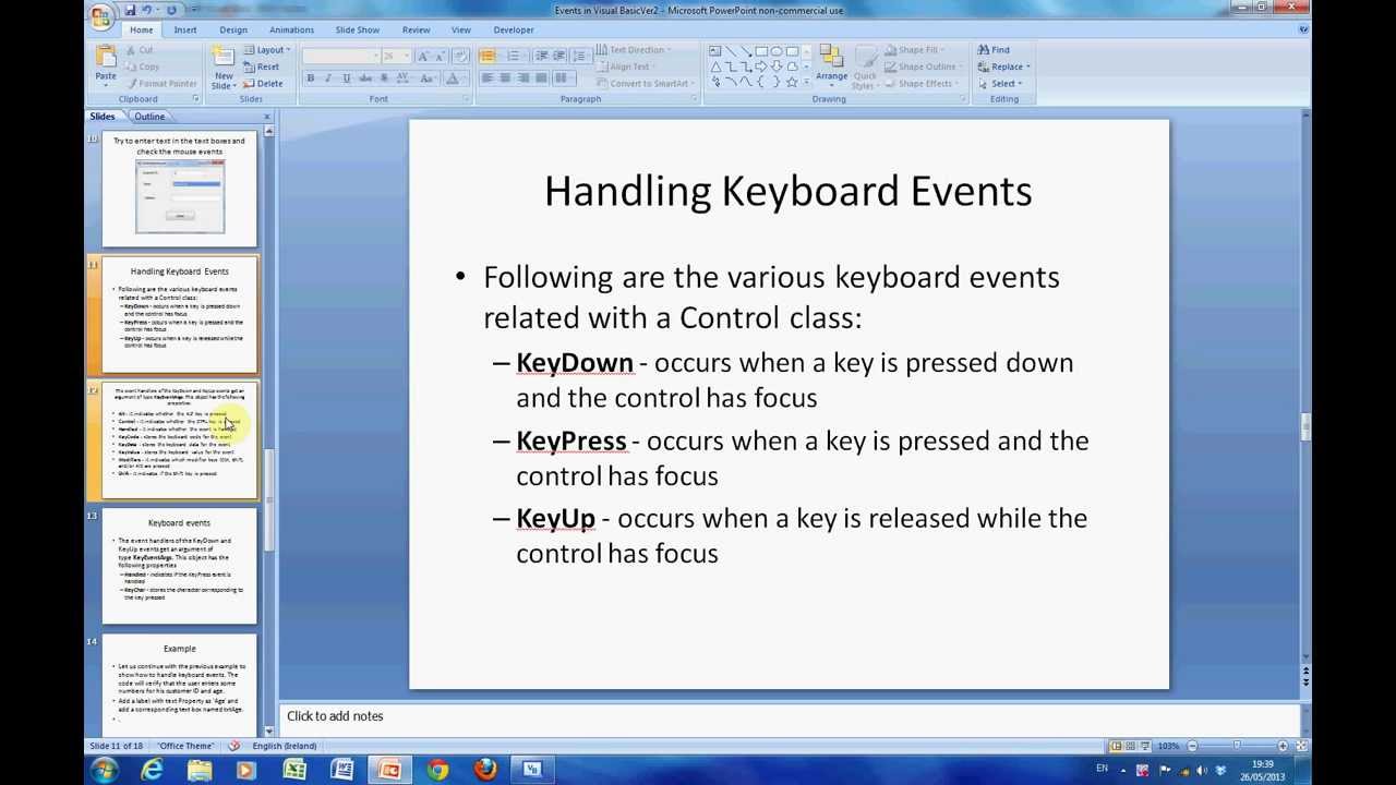 Visual Basic Keyboard Events - YouTube