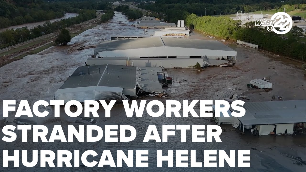 Factory workers stranded after Hurricane Helene - YouTube