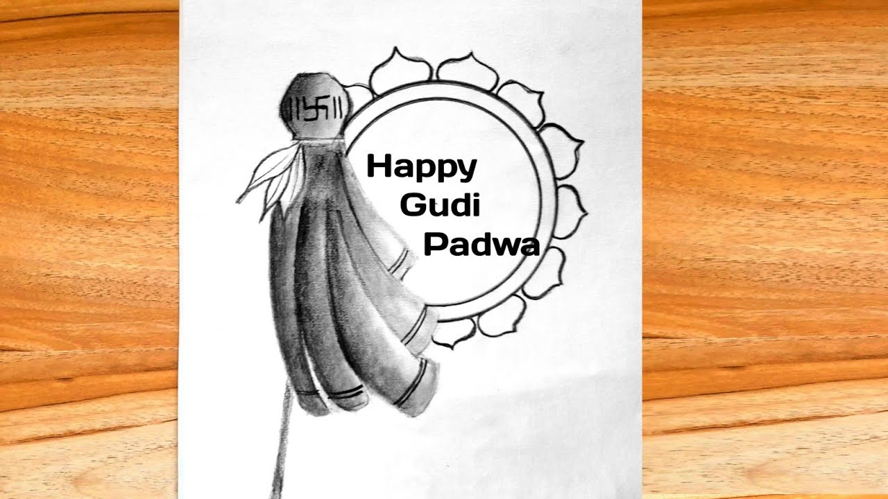 How to draw Gudi Padwa drawing ||Pencil sketch || Step by step - YouTube