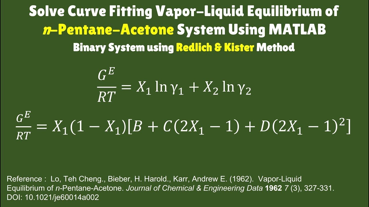 Curve Fitting VLE of nPentane-Acetone System MATLAB | Redlich and ...
