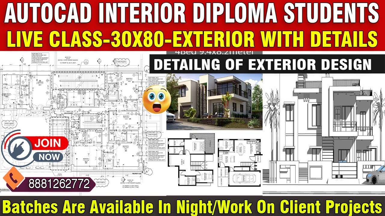 Live Class Interior Batch- How To Design Front Elevation With Detailed ...